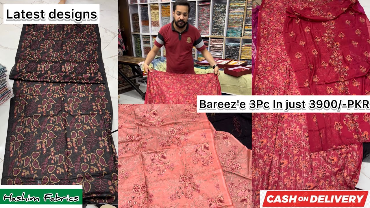 Bareez'e Lawn | Fancy verity | in just 3900/-PKR | Hashim Fabrics - YouTube