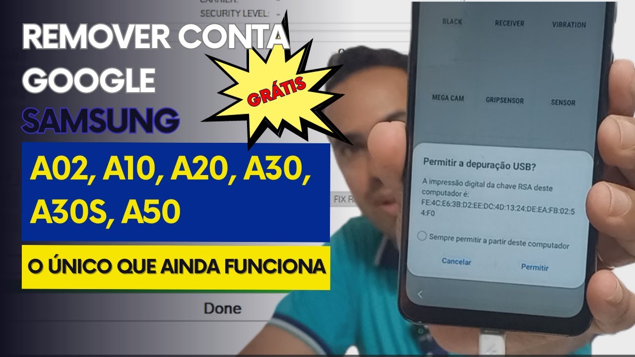 Remover conta google samsung A10 A20 A30 A30s A50 A02 M10 M20 M30 M51 ...