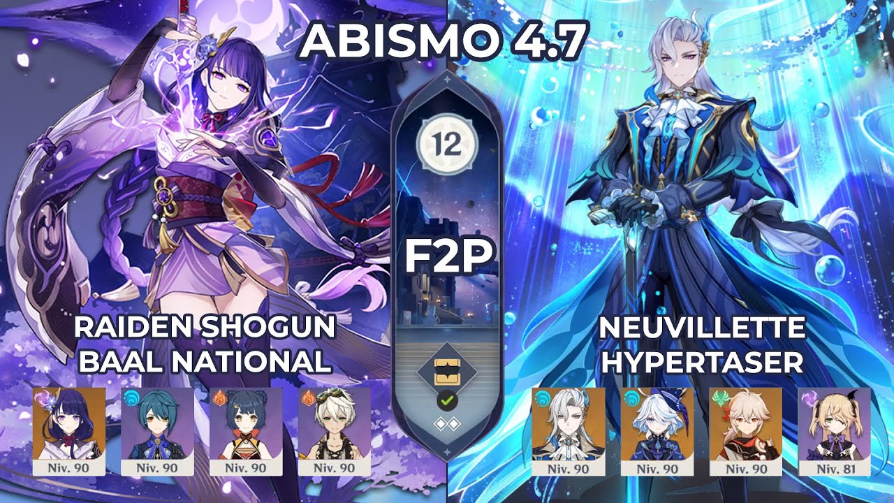 [F2P] Raiden Shogun C0 & Neuvillette C1 - ABISMO ESPIRAL 12 - Genshin ...