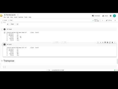 Pandas 3: Transpose, colon operator, head and tail using pandas ...