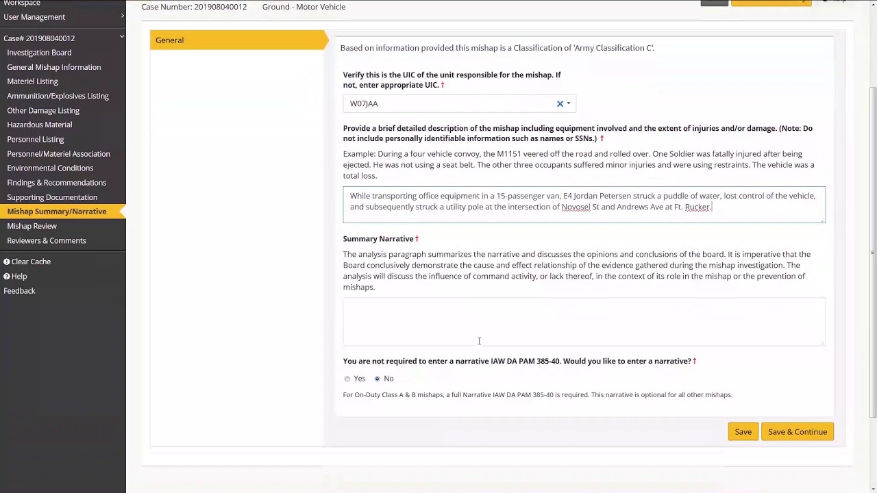 ASMIS 2.0 Video 14 Mishap and Summary Narrative Section - YouTube