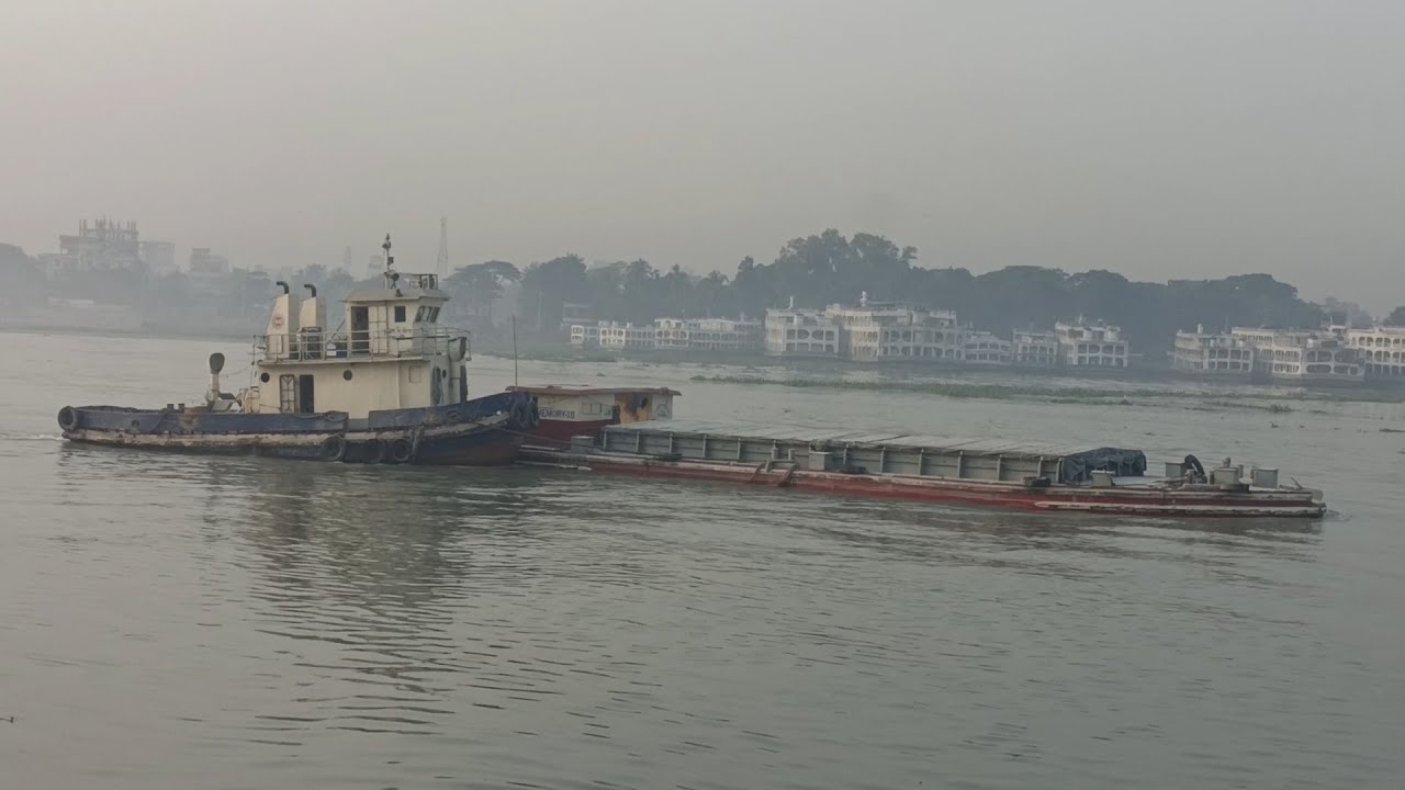 Loaded Bulkhead Ship In Deep River | Small Ship | Bulkhead Ship | Sand ...
