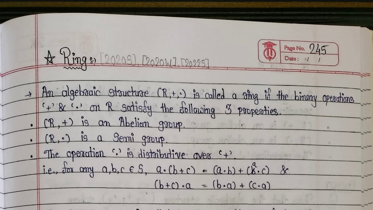 4.7 - Ring, Integral Domain, Field, Zero Divisors & Example - Algebraic ...