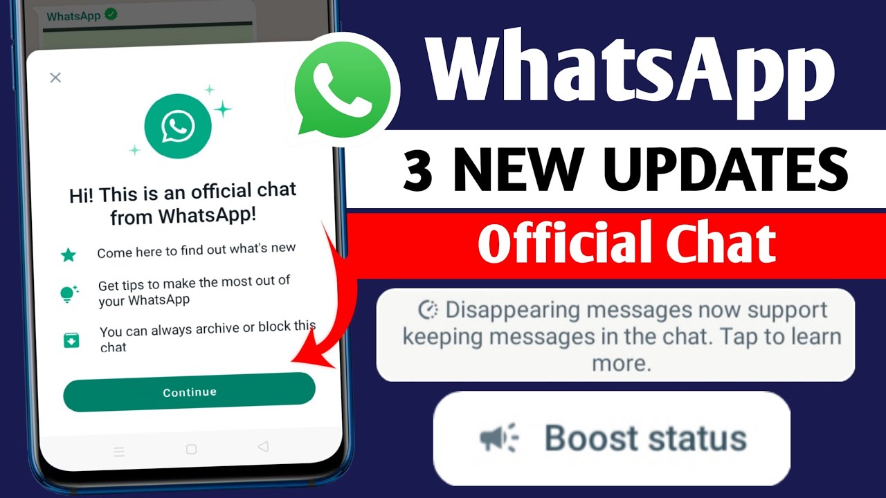 WhatsApp 3 new updates || WhatsApp Official Chat || WhatsApp Kept ...
