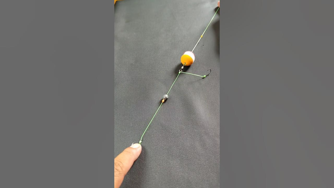 Cara membuat rangkaian pancing nila 2 kail, umpan cacing dan udang - YouTube