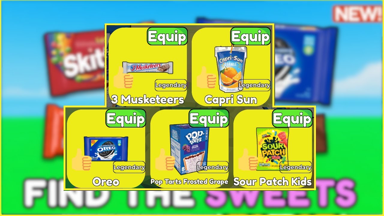 How to find ALL 5 LEGENDARY SWEETS! Capri Sun, Oreo, Sour Patch Kids... - Roblox - Find the ...