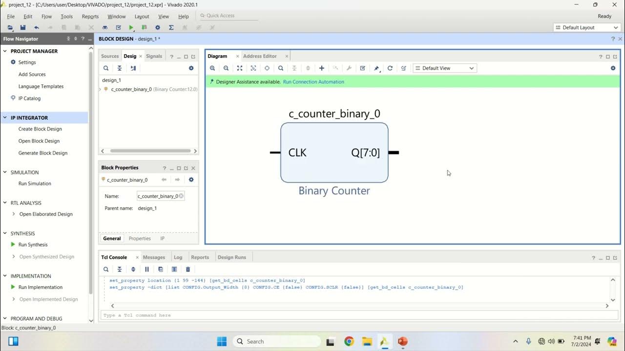 UP/DOWN Binary Counter IP in Vivado. - YouTube