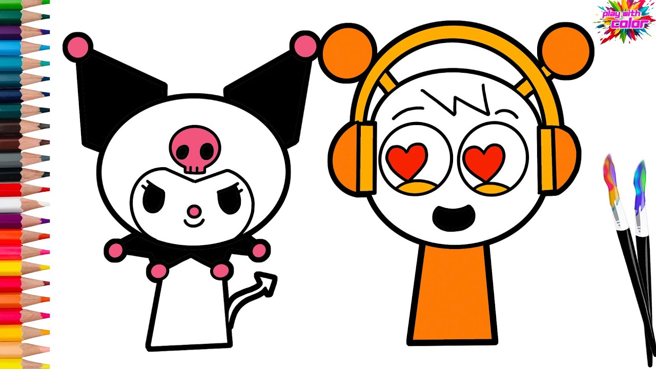 How to Draw cute fun Oren and Kuromi from Sprunki | Easy tutorial - YouTube