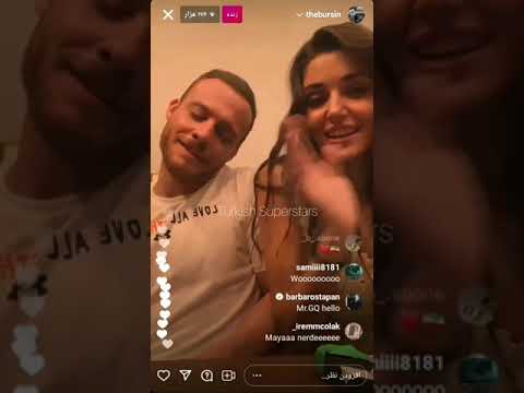 Hande Erçel Kerem Bürsin romantik canlı yayını.Kerem Bürsin,Hande Erçel'nin omzunu öpmek istedi