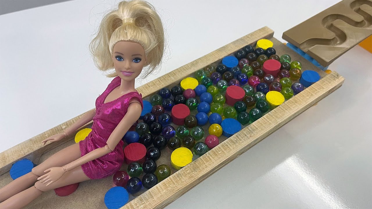 Marble Run Race ☆ Barbie Wooden Slope | マーブルランレース | Limitless Marble ...