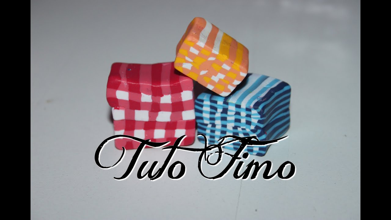 [♥ Tuto Fimo : Cane Vichy (3 techniques) ♥] ~ [♥ Polymer Clay Tutorial ...