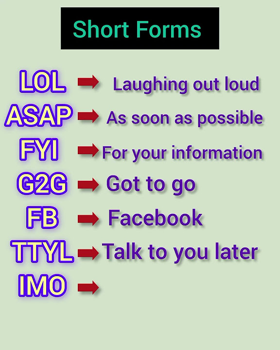 Short forms used in chats #generalknowledge #englishlearning #education ...