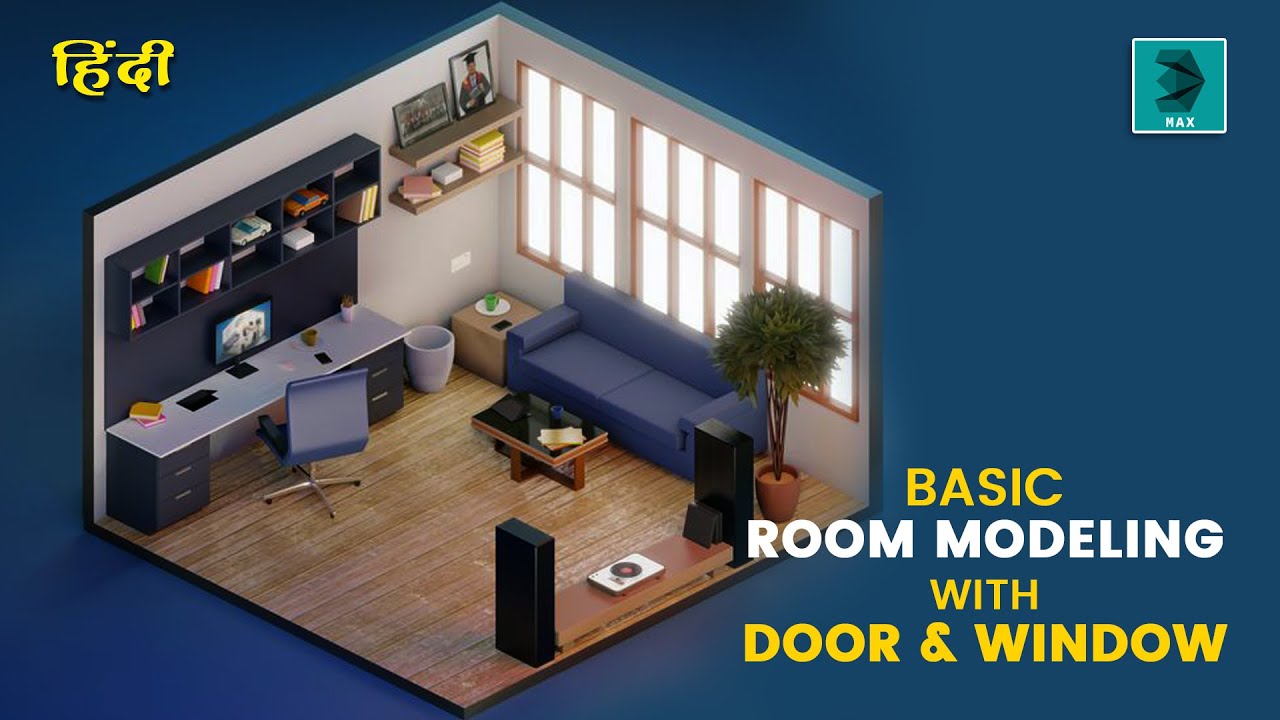 BASIC ROOM/DOOR/WINDOA MODELING in 3DS MAX for Beginners👍 Hindi 3DS MAX ...