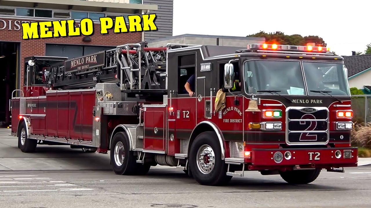 [SILICON VALLEY] - Menlo Park FIRE | Engine 1, NEW Engine 2 & TILLER ...