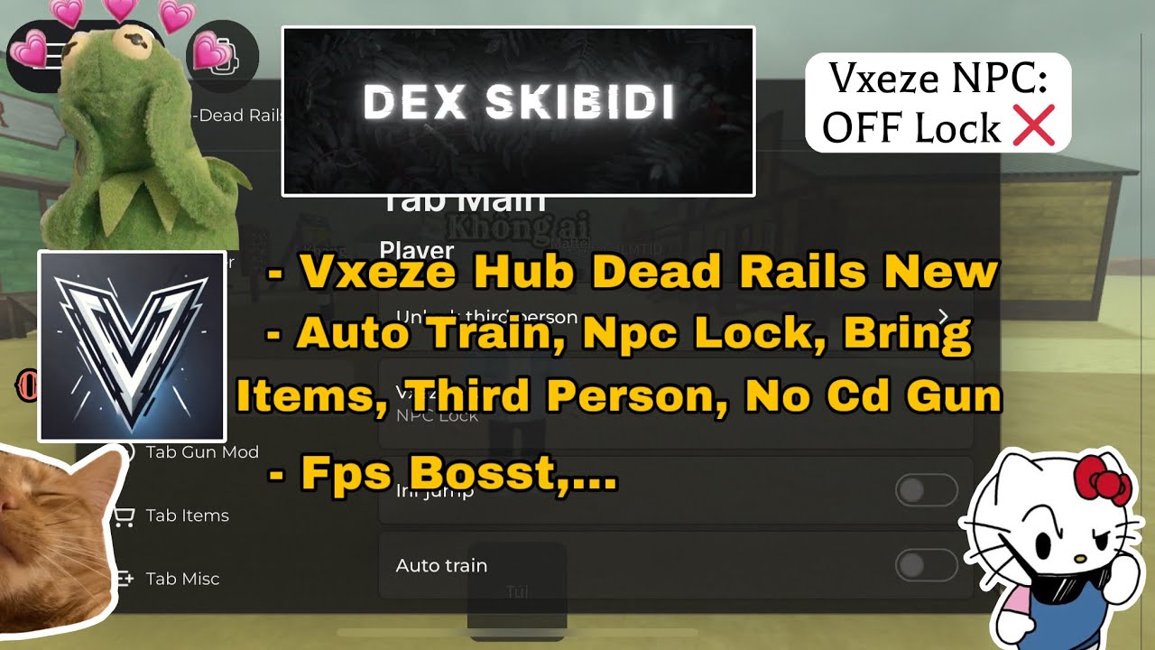 Script Vxeze Hub-Dead Rails 🔥 | Auto Train, Npc Lock, Third Person, fps bosst,…| Dex Skibidi ...