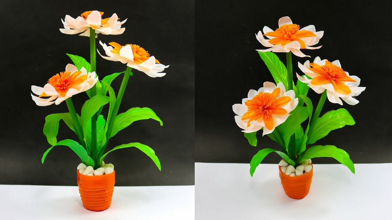 beautiful flowers with straw - DIY cara membuat bunga dari sedotan ...