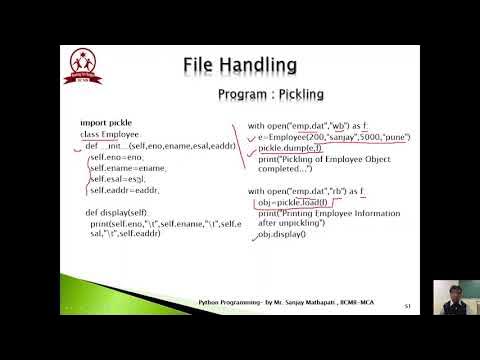 File Handling Pickling and Unpickling - YouTube