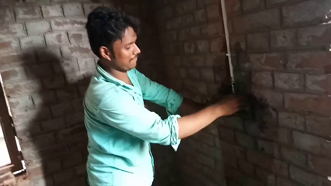 House wiring second work wall cutting pipe setting and board setting ...