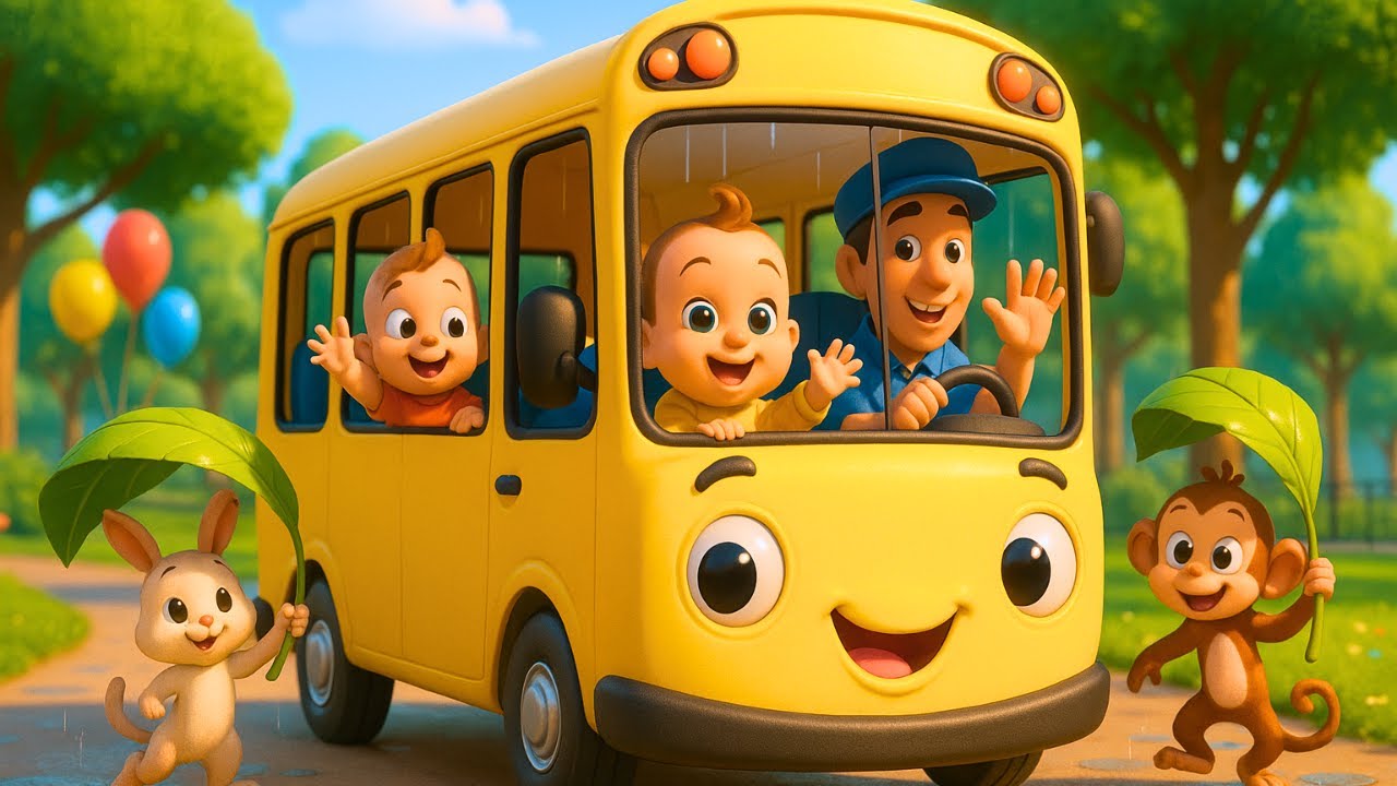 🚍 Wheels on the Bus Song | Fun Kids Bus Nursery Rhyme & Poem for ...