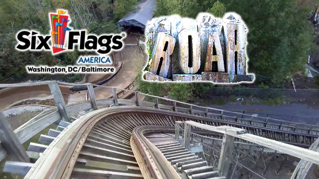 2018 Roar Wooden Roller Coaster On Ride Front Seat HD POV Six Flags ...