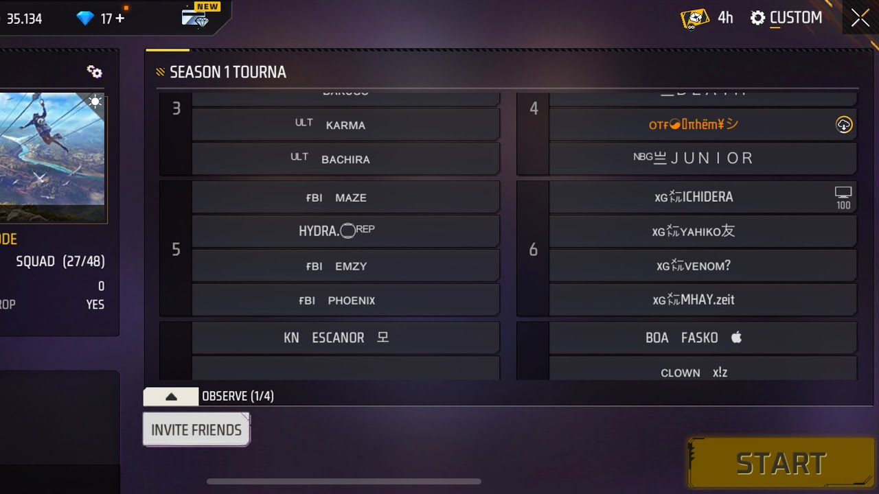 SEASON 1 FREE FIRE TOURNAMENT - YouTube