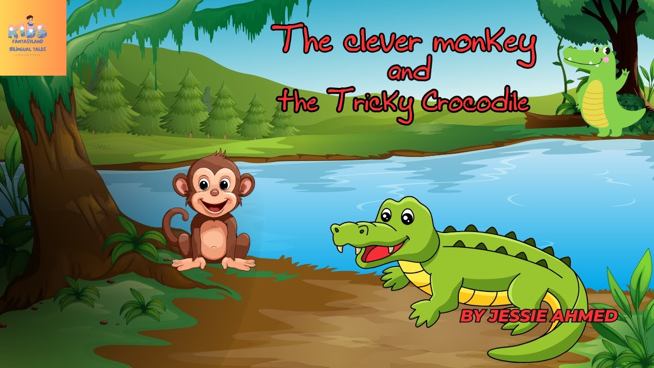 The Clever Monkey and the Tricky Crocodile _ A Fun Story_ an animated book_ Bilingual Story ...
