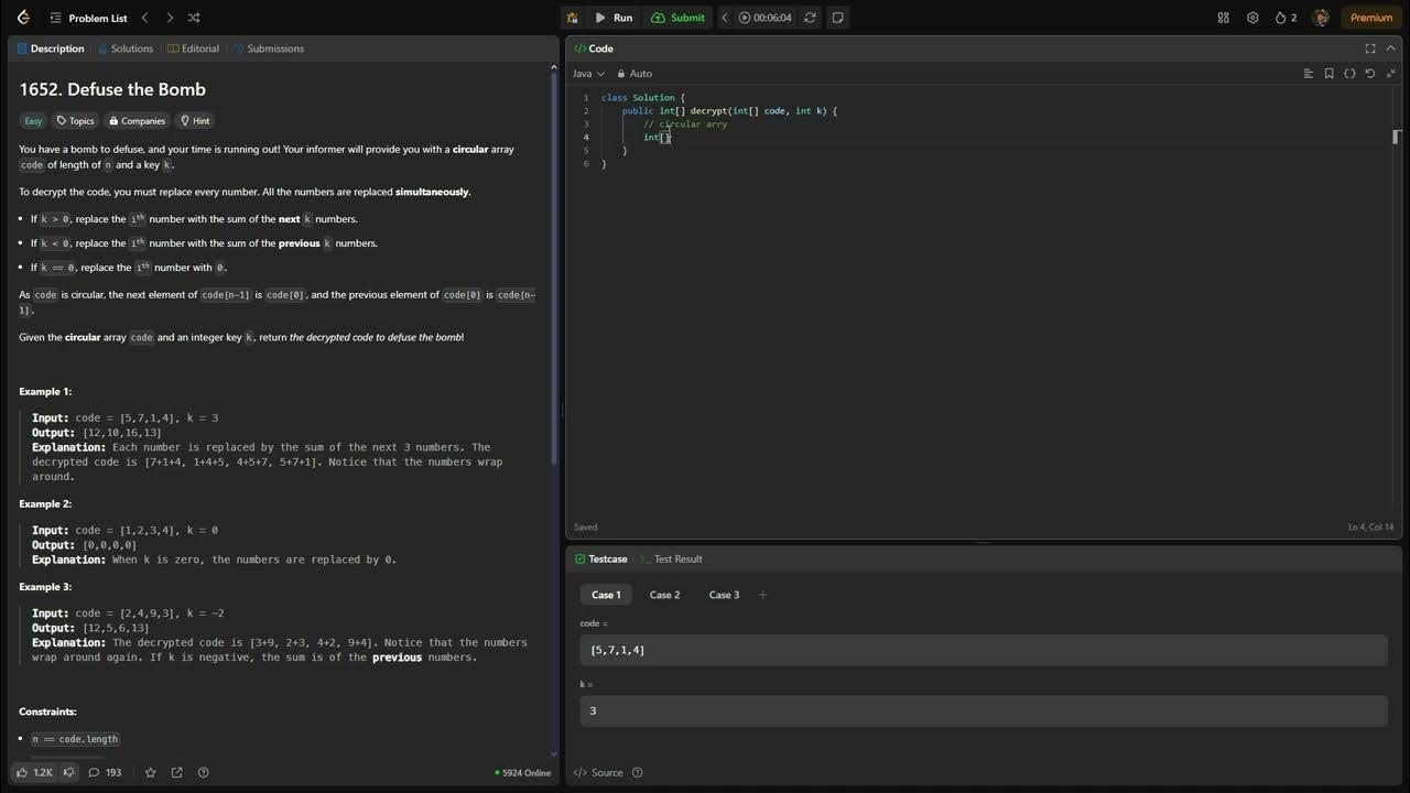 LeetCode 1652: Defuse the Bomb JAVA SOLUTION - YouTube