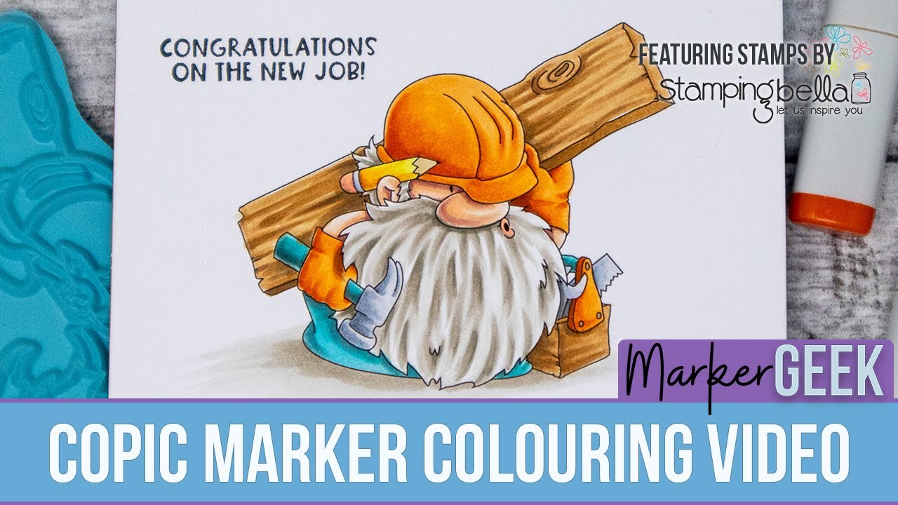 Copic Marker Colouring Stamping Bella Gnome Carpenter rubber stamp ...