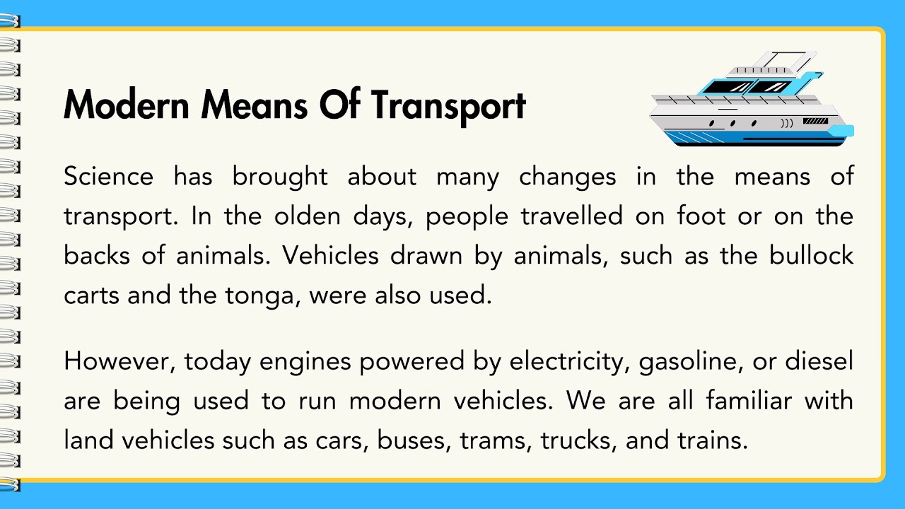 Modern Means Of Transport | Write an essay on | English Essay Writing ...