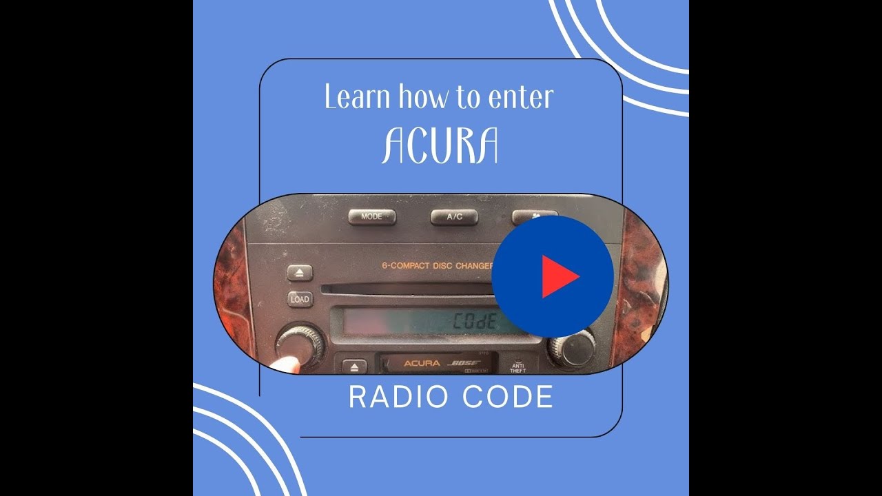 How To Enter Acura Radio Code To Unlock It - YouTube