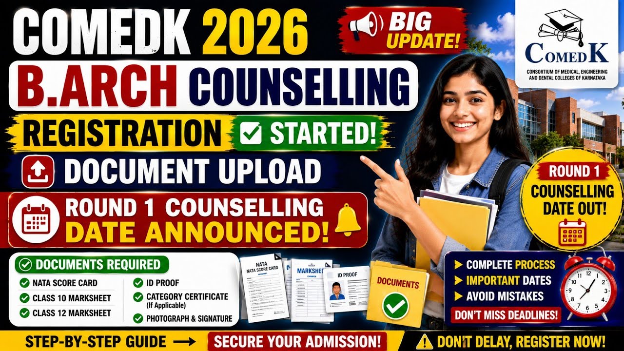 COMEDK B.Arch Counselling 2026 🚨 Registration Started & Round 1 Date ...