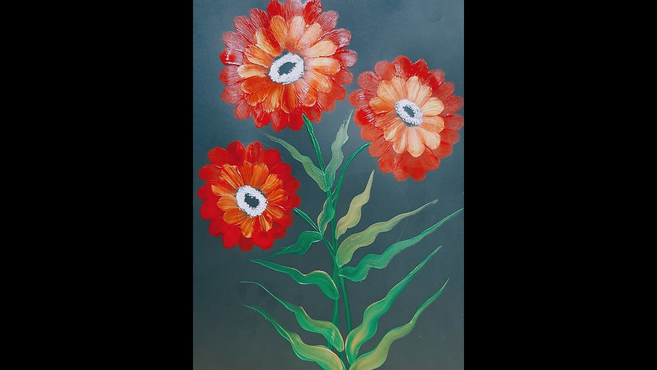 BEAUTIFUL RED FLOWERS 🌹 in Acrylic paints | Tutorial #glitteryart #art ...