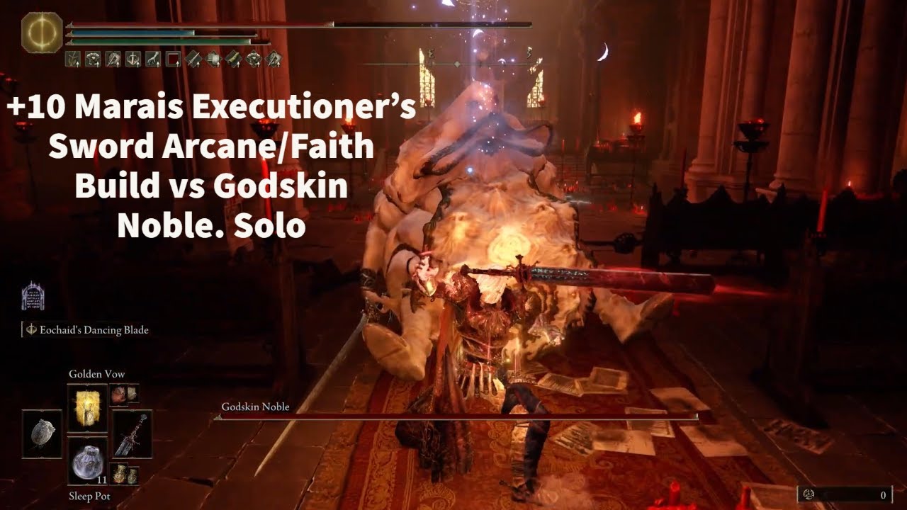 Elden Ring NG+ Godskin Noble Boss +10 Marais Executioner's Sword-Arcane ...