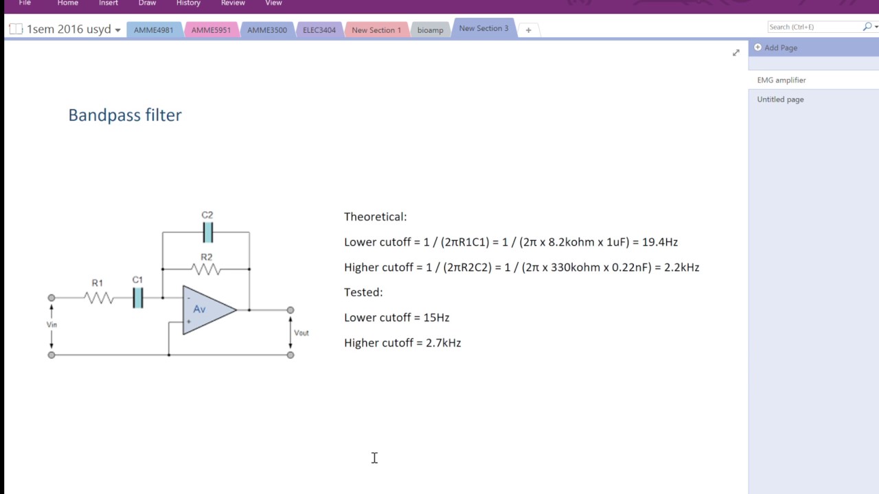 EMG amplifier 5: Bandpass filter - YouTube