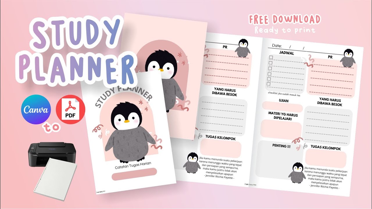 Study Planner ( Catatan Tugas sekolah ) Canva GRATIS Download - YouTube