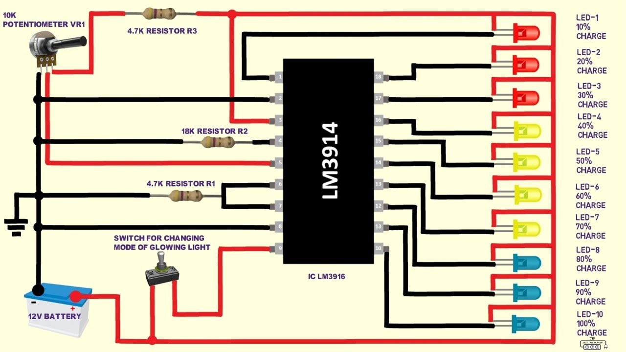 Battery Status Level Indicator Circuit Diagram - YouTube