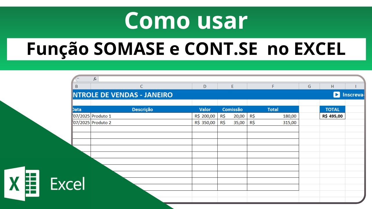 🔹[Fórmulas Excel] Função SOMASE e Função CONT SE no Excel - Formula ...
