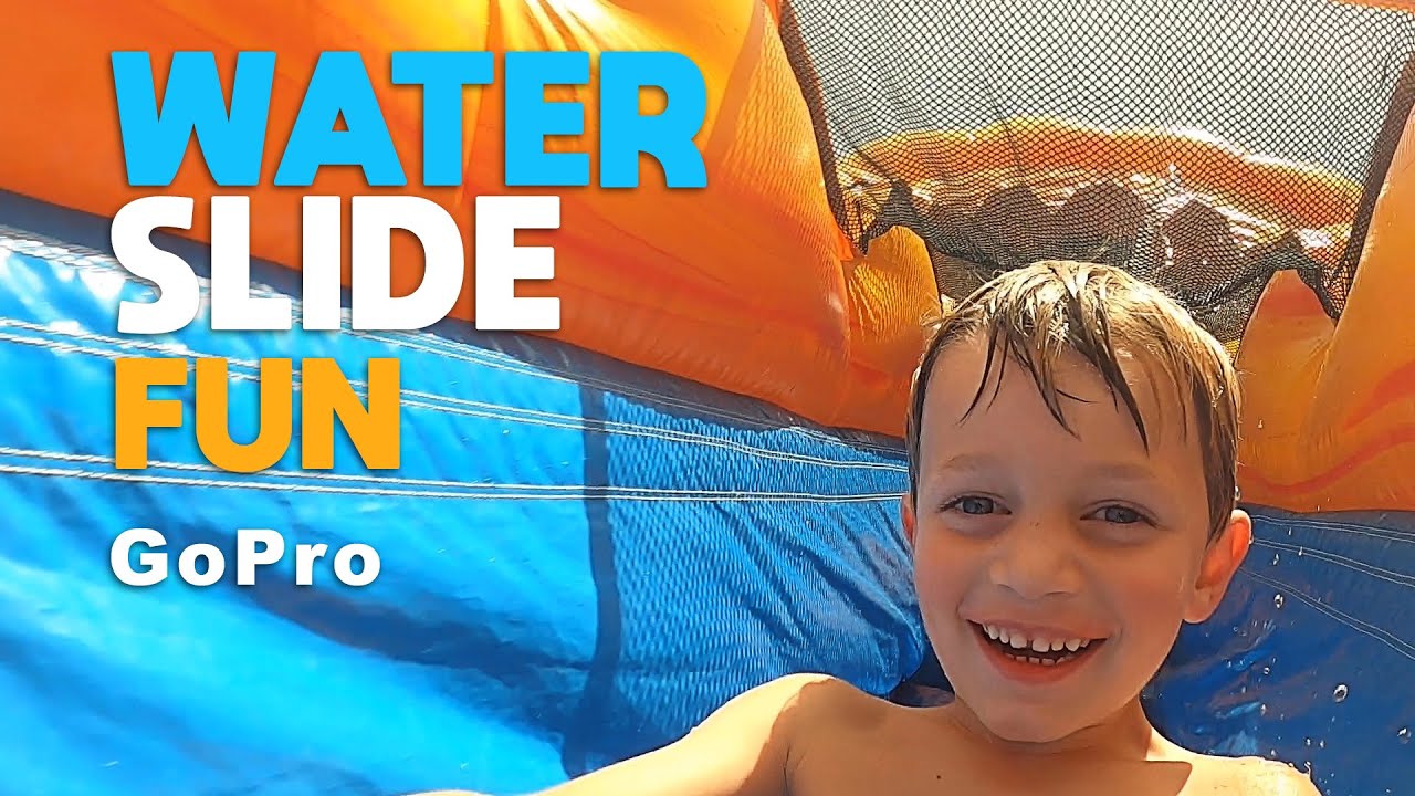 Kids Playing with GoPro 8 on a Water Slide - YouTube