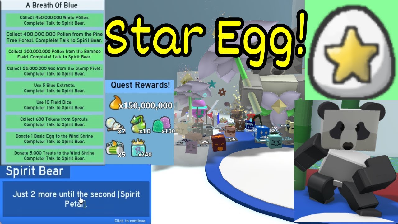 Noob Gets Star Egg And Finishing Spirit Bear Quest (Bee Swarm Simulator ...