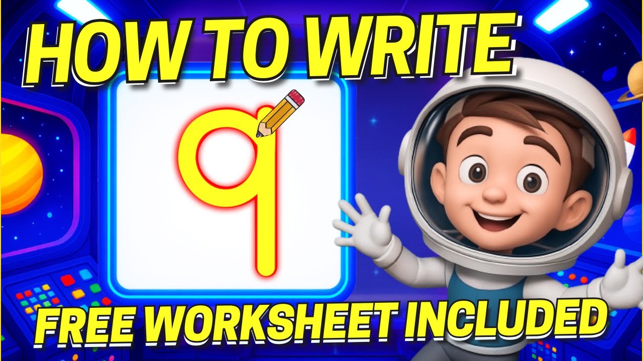 Learn to Write Number 9 - Interactive Writing Lesson + Free Worksheet ...