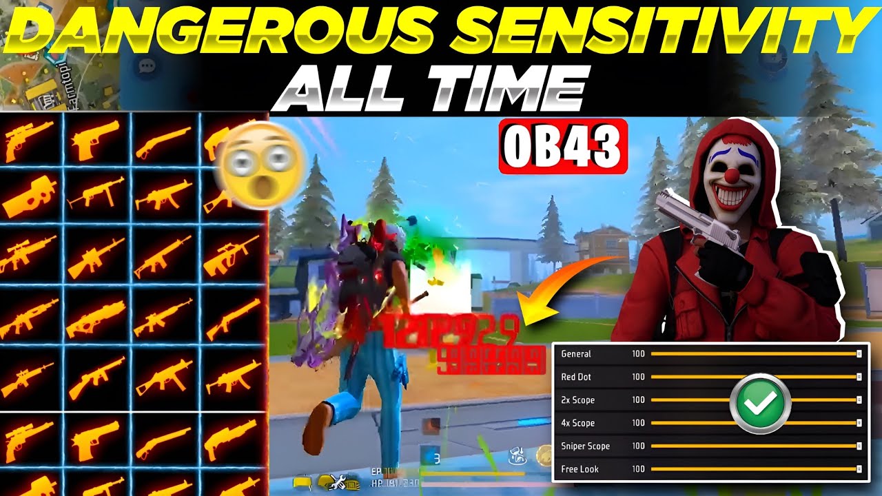 DANGEROUS SENSITIVITY ALL TIME 💀😈 || FREE FIRE HACKER SENSITIVITY|| ALL ...