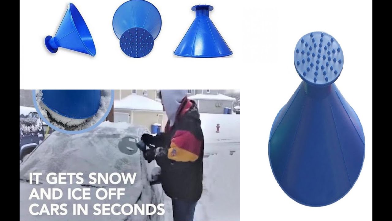 Ice Scraper for Car Driveway Funnel Cone Snow Brushes Windshield - YouTube