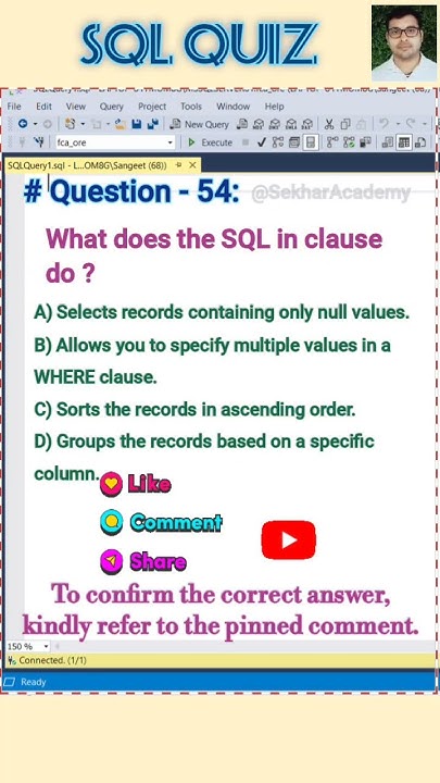 Sql Quiz 54 Sql Mysql Coding Quiz Interview Mcq Shorts Viralvideo Reels