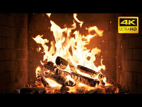 🔥 Şömine, çıtırtılı ateş sesleri ve loş ışıkla uyku öncesi sakinlik (Fireplace 4K)