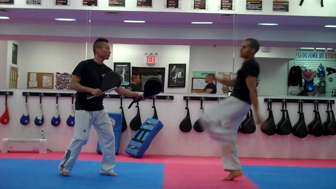 Taekwondo Drills Triple Roundhouse Crescent (Crossing) Kick Combo to ...