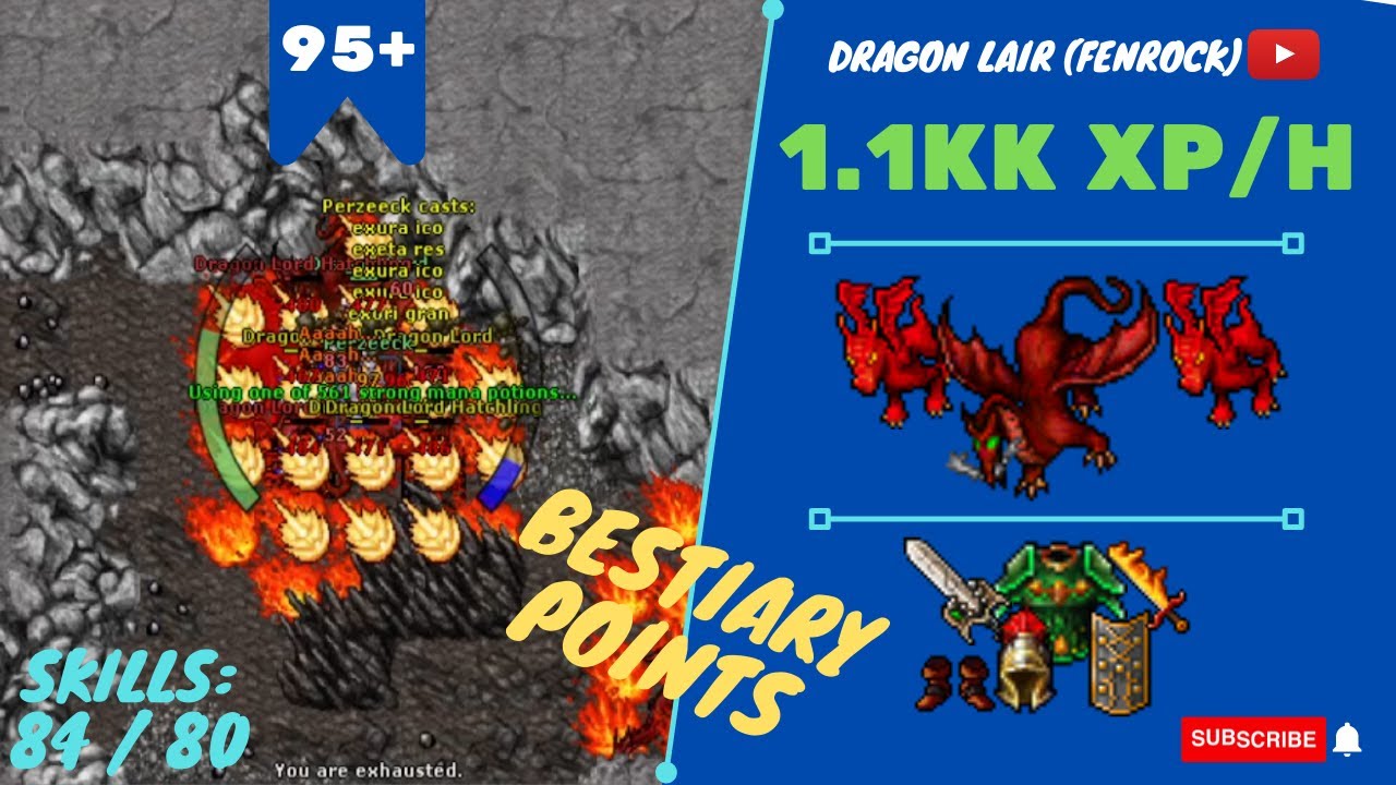 EK SOLO LVL 95+ 1.1KK XP/H - SKILLS 84/80 - BESTIARY POINTS - Dragon ...