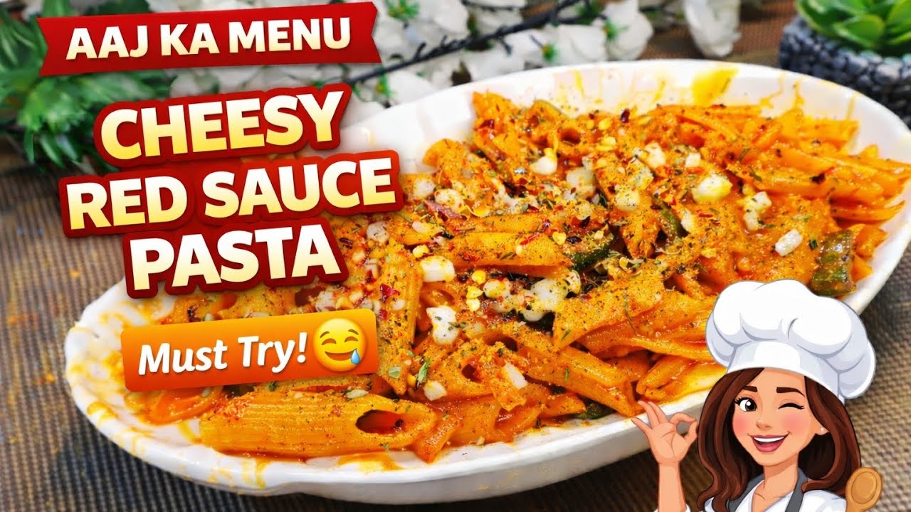 Cheesy Red Sauce Pasta | Aaj Ka Menu | Easy & Tasty Pasta Recipe at ...