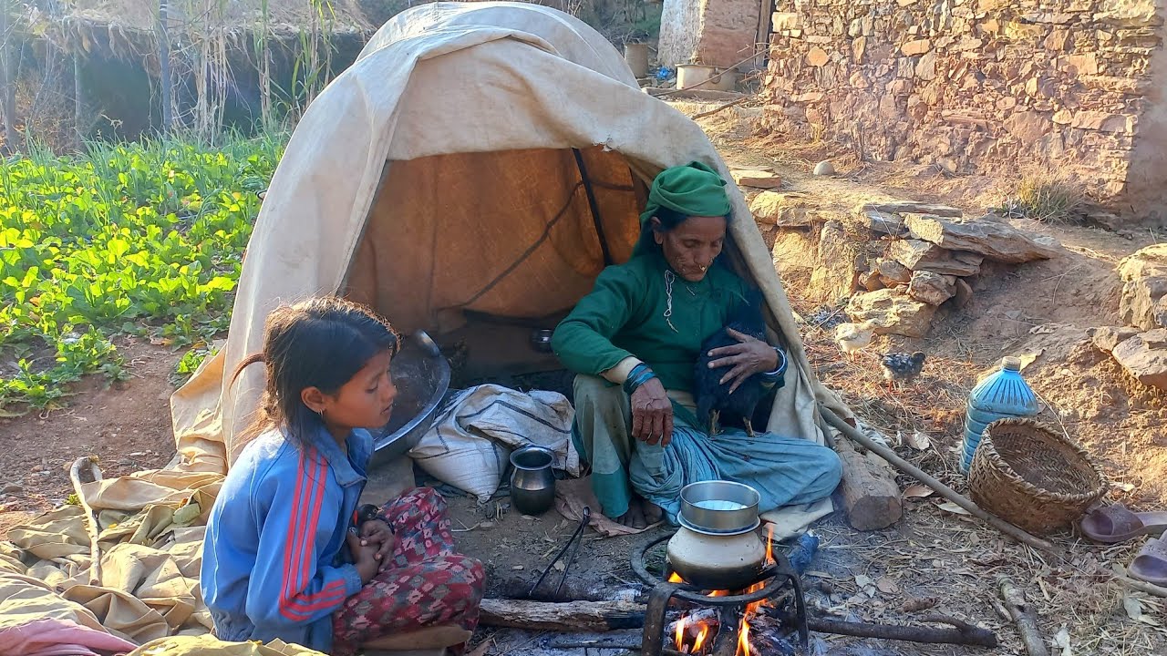 Organic Himalayan Food Cooking Sisno and Roti | Pure Nepali Kitchen ...