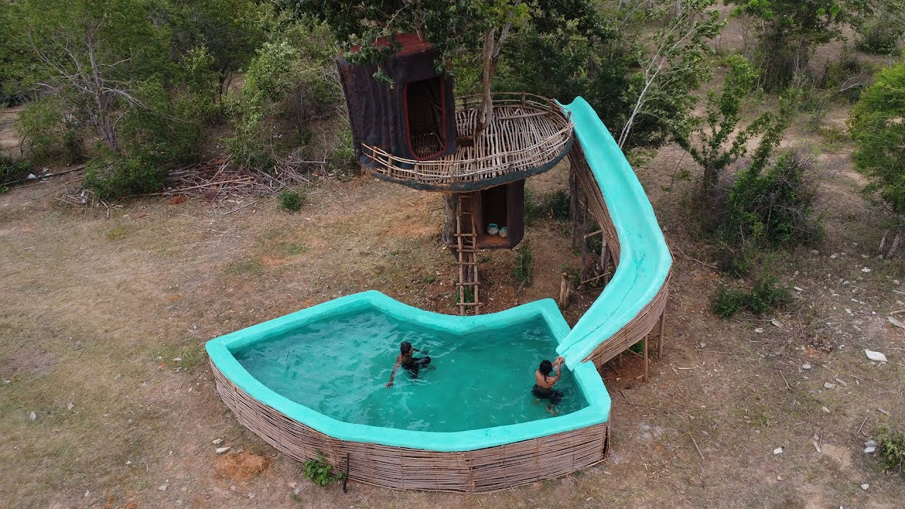 Real Life Building Secret Modern Treehouse Private Pools - YouTube
