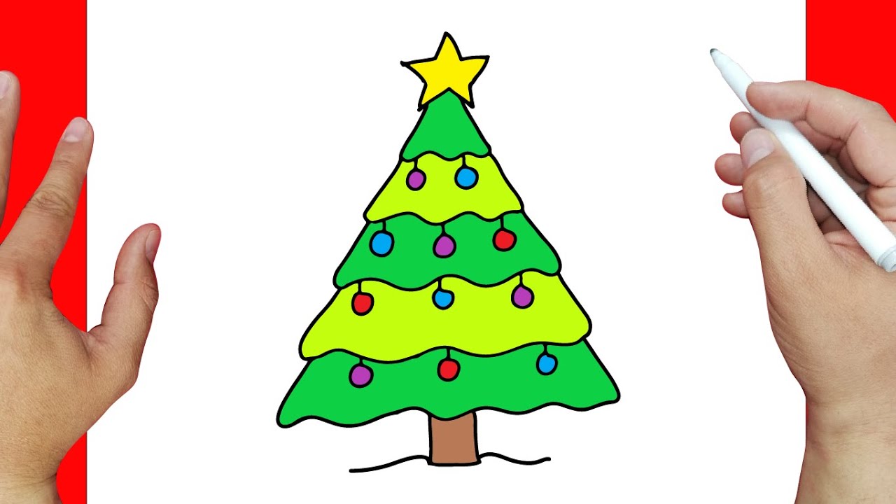 Cómo dibujar un arbol de Navidad paso a paso | Dibujos fáciles - YouTube